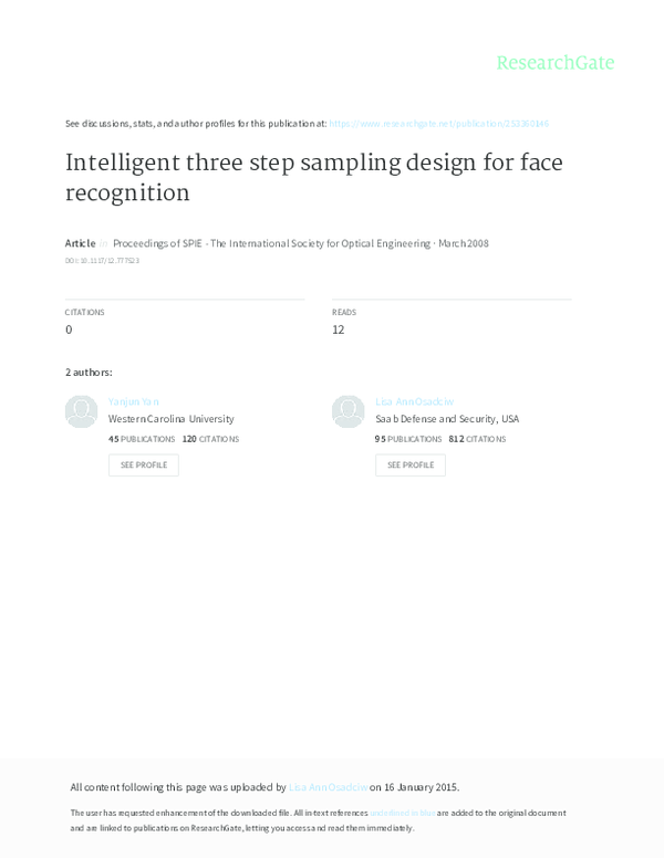 (PDF) Intelligent three step sampling design for face recognition