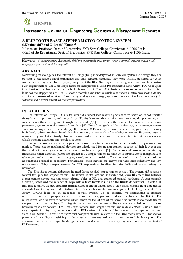 (PDF) A BLUETOOTH BASED STEPPER MOTOR CONTROL SYSTEM