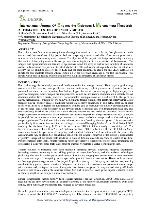 (PDF) AUTOMATED TESTING OF ENERGY METER