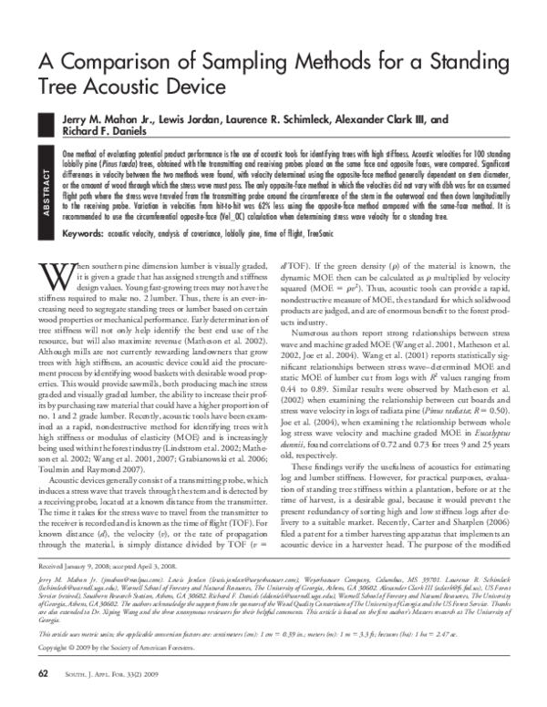 (PDF) A Comparison of Sampling Methods for a Standing Tree Acoustic Device