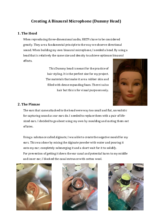 (PDF) Creating A Binaural Microphone (Dummy Head)
