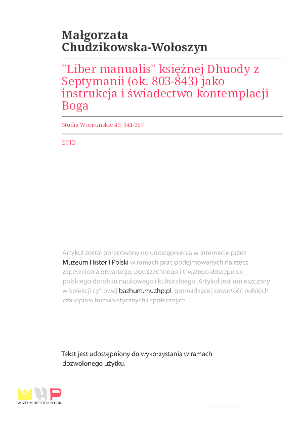 (PDF) "Liber manualis" of Dhuoda, the duchess of Septimania (ca 803-843 ...