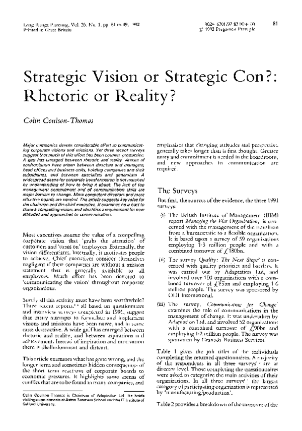 (PDF) Strategic vision or strategic con?: Rhetoric or reality?