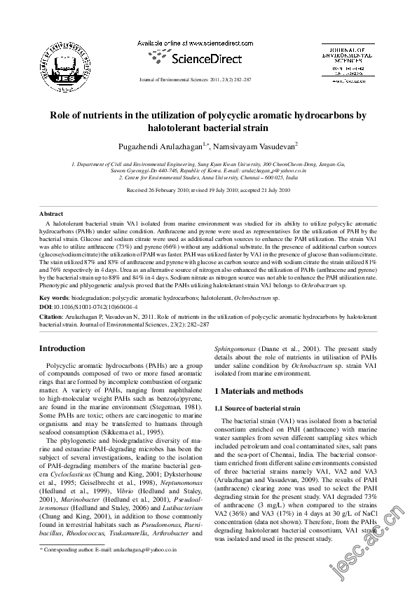 (PDF) Role of nutrients in the utilization of polycyclic aromatic hydrocarbons by halotolerant ...