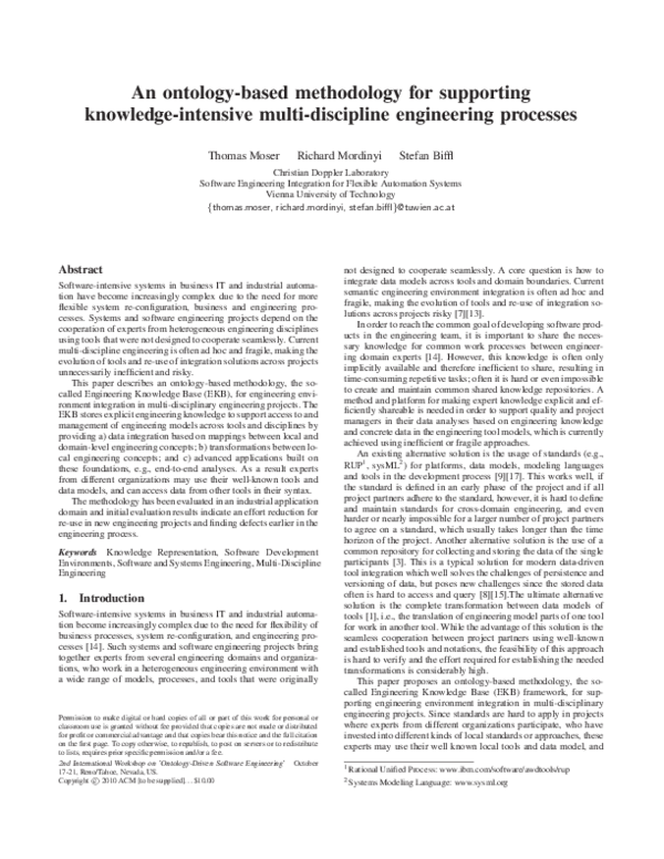 (PDF) An ontology-based methodology for supporting knowledge-intensive multi-discipline ...