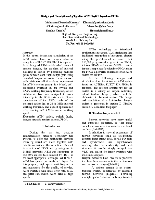 (PDF) Design and Simulation of a Tandem ATM Switch based on FPGA