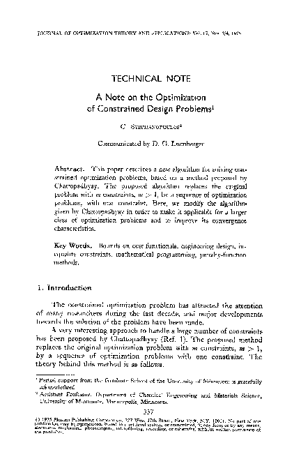 (PDF) A note on the optimization of constrained design problems