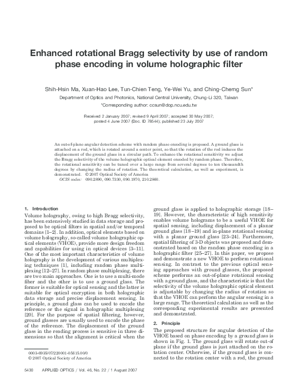 (PDF) Enhanced rotational Bragg selectivity by use of random phase ...