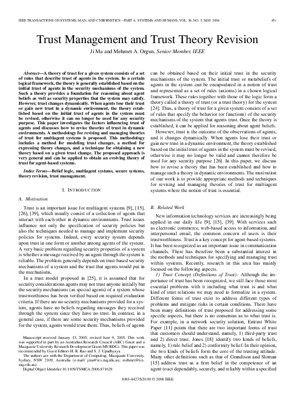 (PDF) Trust management and trust theory revision