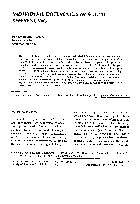 (PDF) Individual differences in social referencing