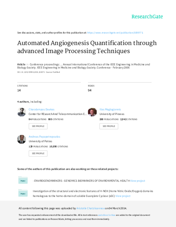 (PDF) Automated angiogenesis quantification through advanced image ...