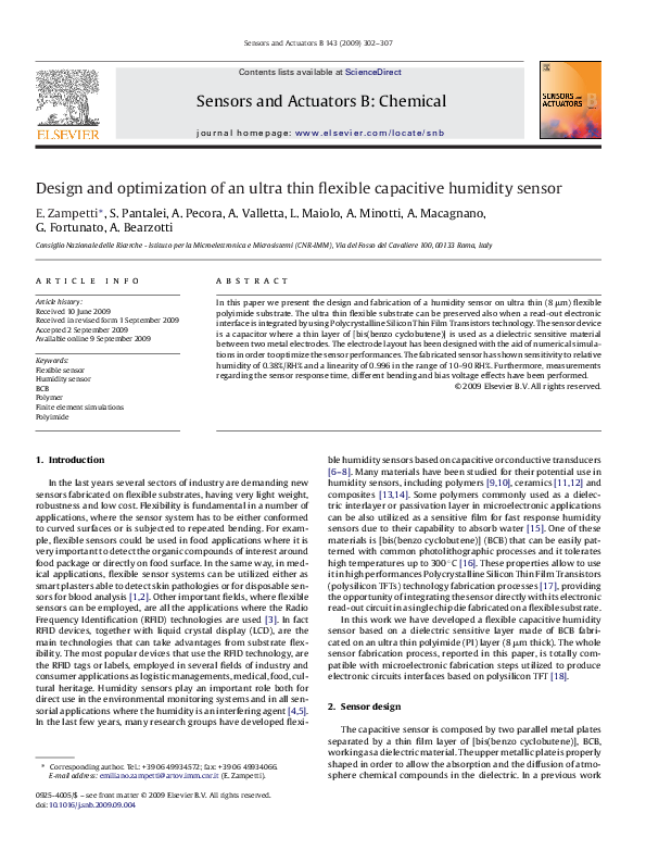 (PDF) Design and optimization of an ultra thin flexible capacitive humidity sensor