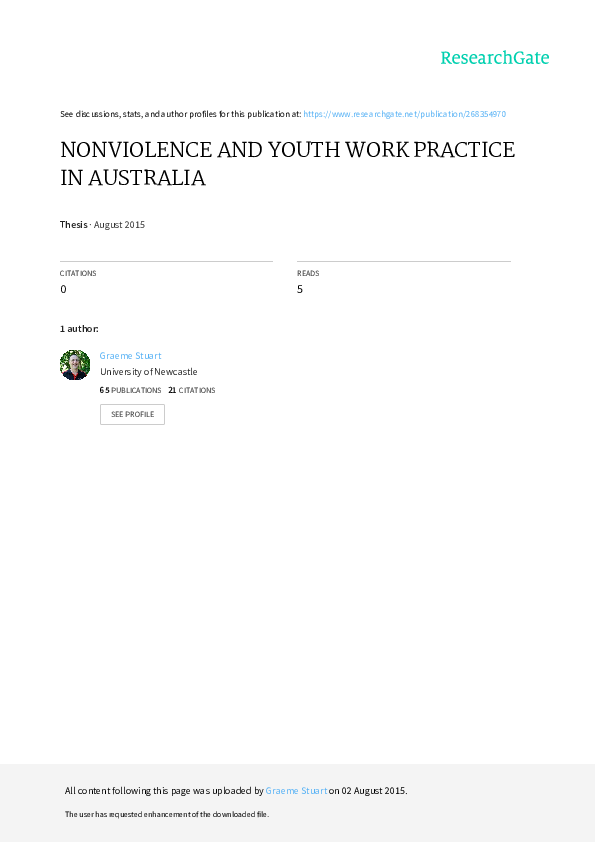 (PDF) Nonviolence and Youth Work Practice in Australia Research Update ...