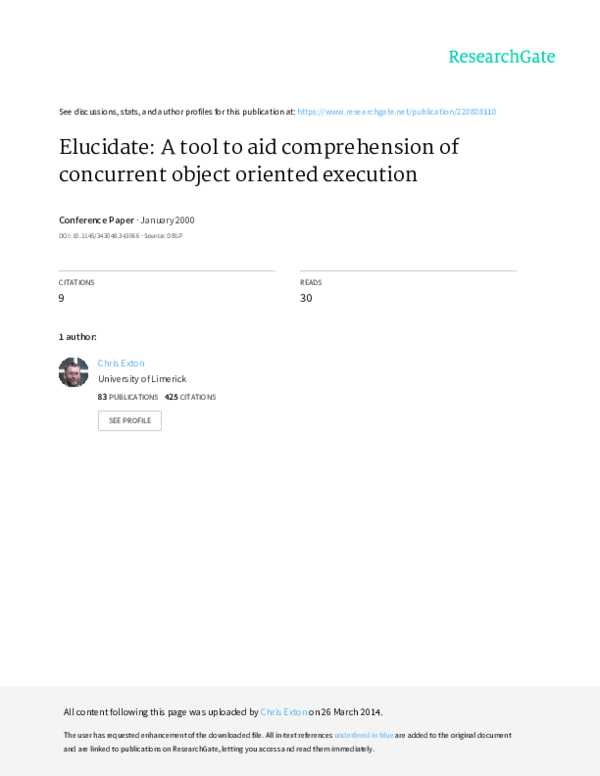 (PDF) Elucidate: a tool to aid comprehension of concurrent object oriented execution