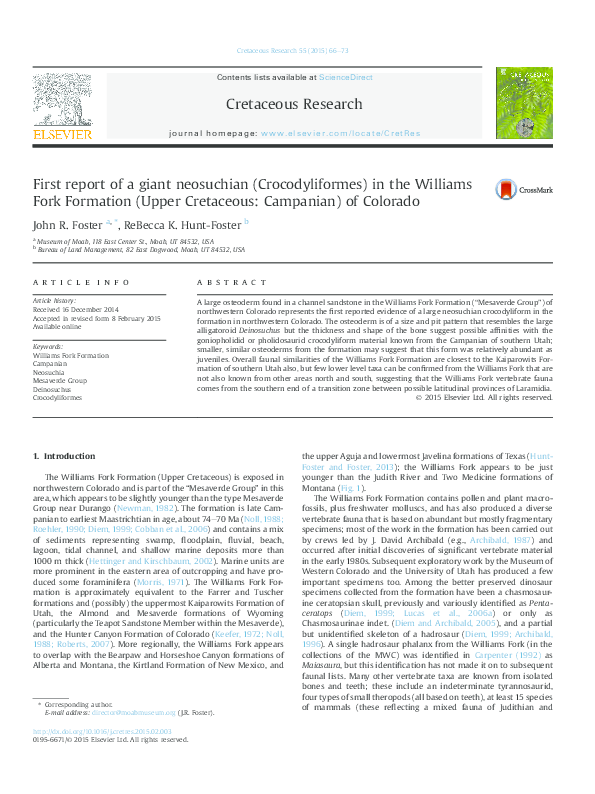 (PDF) First report of a giant neosuchian (Crocodyliformes) in the ...