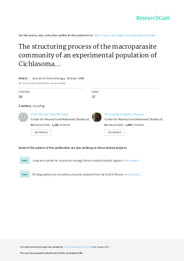 (PDF) The structuring process of the macroparasite community of an ...