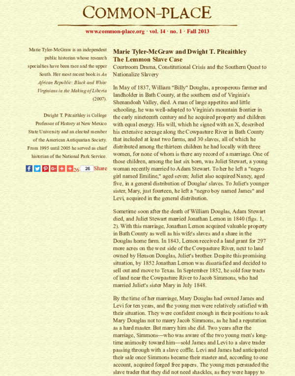 (PDF) The Lemmon Slave Case: Courtroom Drama, Constitutional Crisis and ...