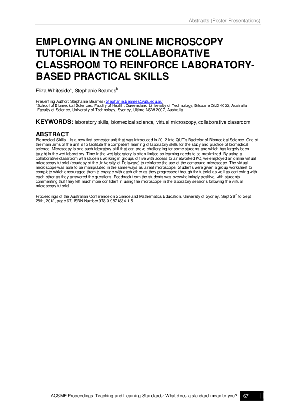 (PDF) Employing an online microscopy tutorial in the collaborative ...
