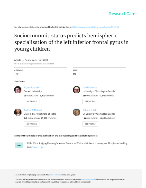 (PDF) Socioeconomic status predicts hemispheric specialisation of the ...