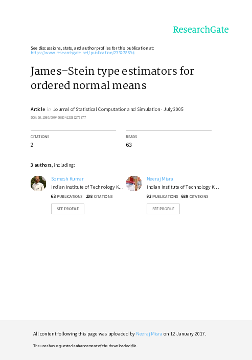(PDF) James Stein type estimators for ordered normal means