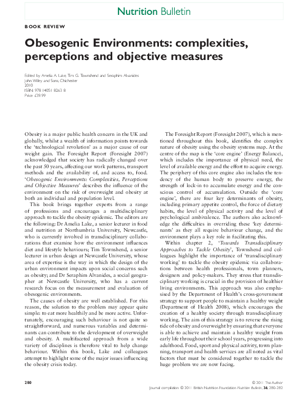(PDF) Obesogenic environments: complexities, perceptions and objective ...