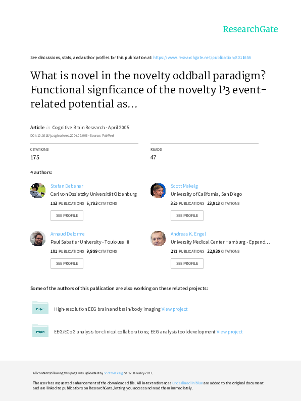 (PDF) What is novel in the novelty oddball paradigm? Functional ...