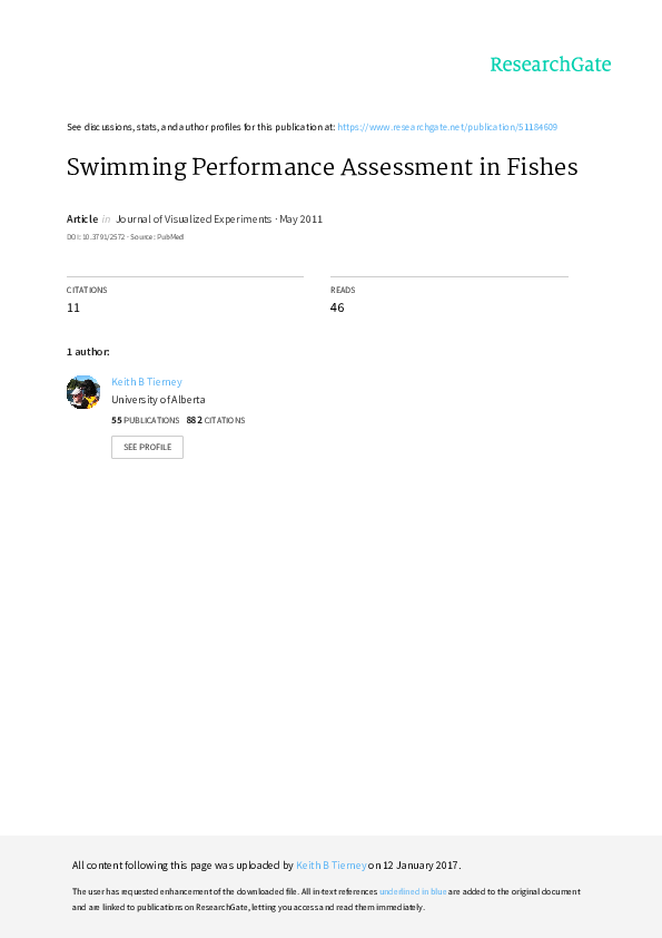 (PDF) Swimming Performance Assessment in Fishes