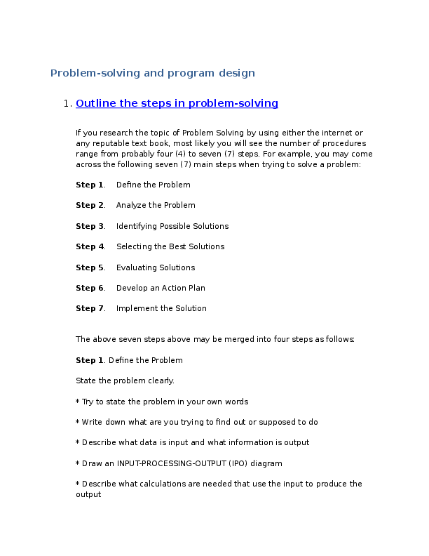 (DOC) Problem-solving and program design