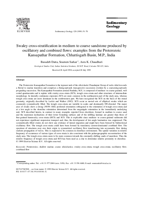 (PDF) Swaley cross-stratification in medium to coarse sandstone ...