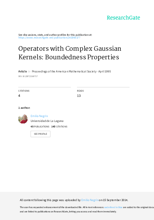 Pdf Operators With Complex Gaussian Kernels Boundedness Properties