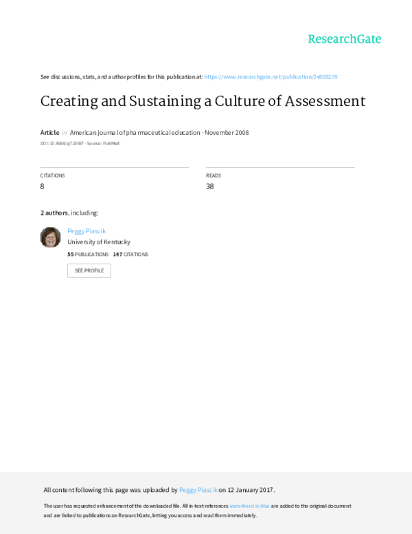 (PDF) Creating and Sustaining a Culture of Assessment.
