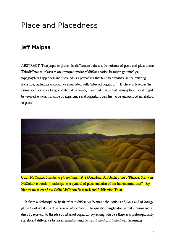 (DOC) Place and Placedness
