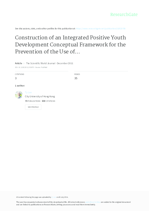 (PDF) Construction of an integrated positive youth development ...