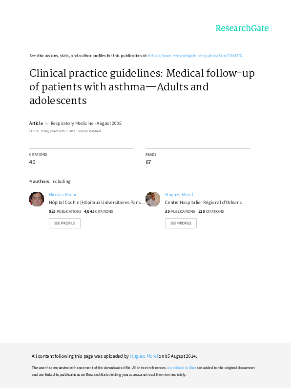 (PDF) Clinical practice guidelines: Medical follow-up of patients with ...