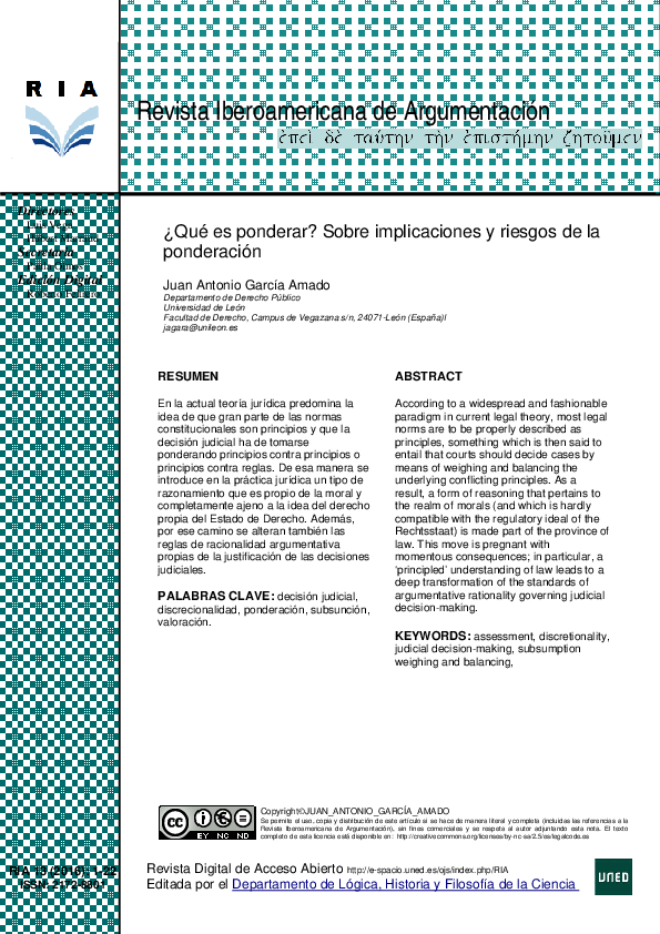 (PDF) ¿Qué es ponderar? Sobre implicaciones y riesgos de la ponderación.