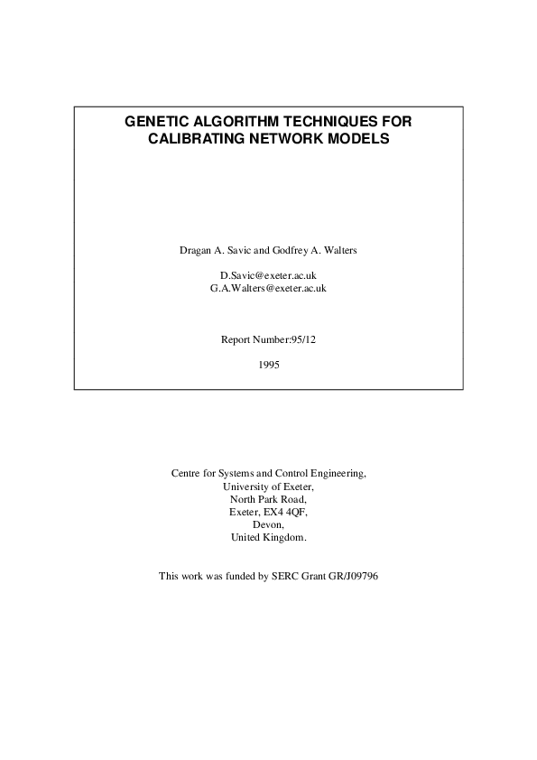 (PDF) Genetic algorithm techniques for calibrating network models