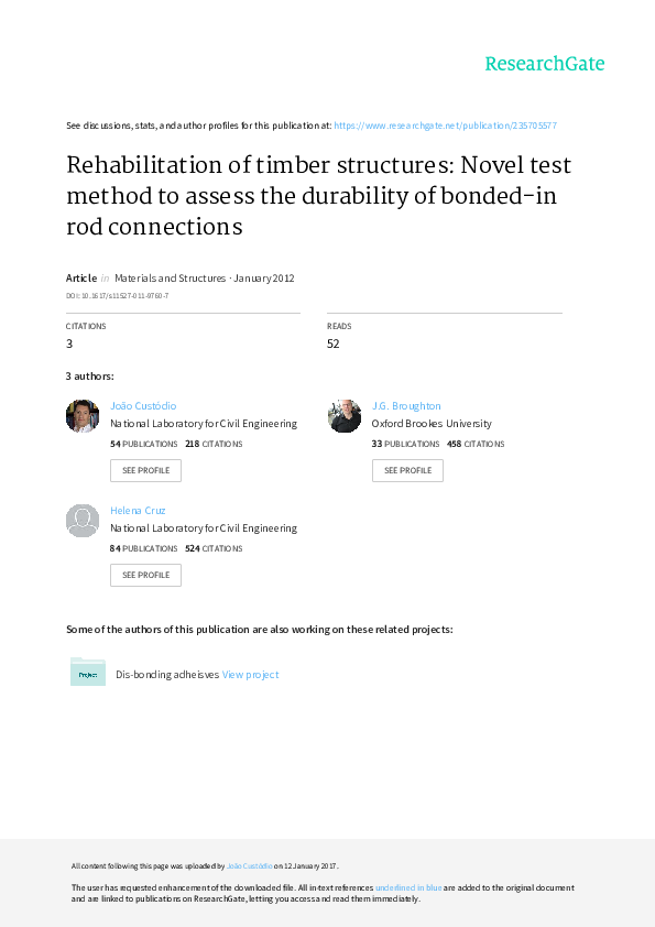 (PDF) Rehabilitation of timber structures: novel test method to assess ...