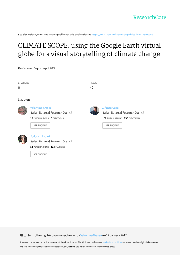 (PDF) CLIMATE SCOPE: using the Google Earth virtual globe for a visual ...