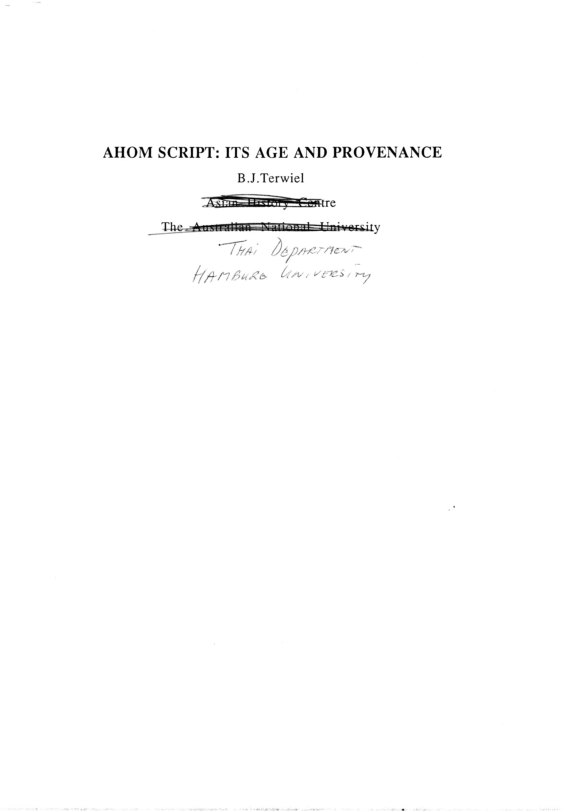 (PDF) Ahom Script: Its Age and Provenance (ca 1990)