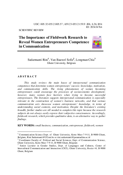 (PDF) The Importance of Fieldwork Research to Reveal Women ...