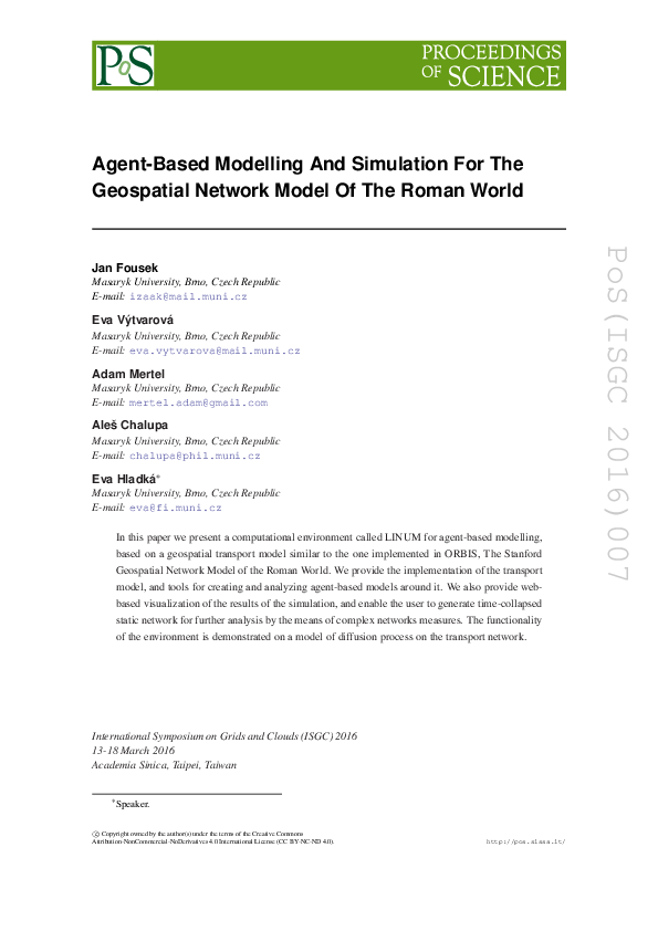 Pdf Agent Based Modelling And Simulation For The Geospatial Network
