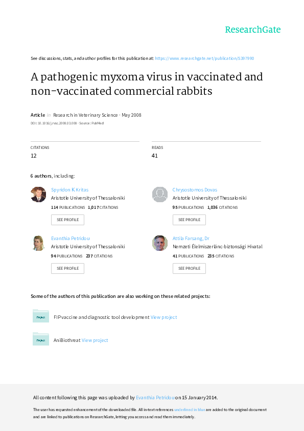 (PDF) A pathogenic myxoma virus in vaccinated and non-vaccinated ...