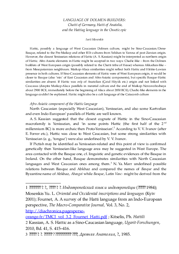 (DOC) LANGUAGE OF DOLMEN-BUILDERS: Chatti of Germany, Hatti of Anatolia ...