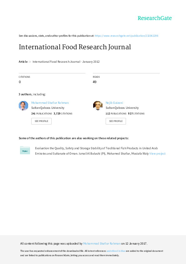 (PDF) International Food Research Journal