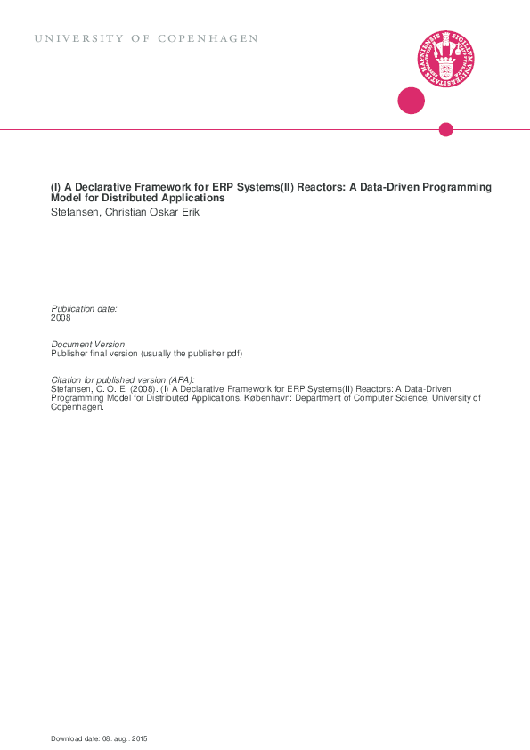 Pdf I A Declarative Framework For Erp Systems Ii Reactors A Data Driven Programming Model