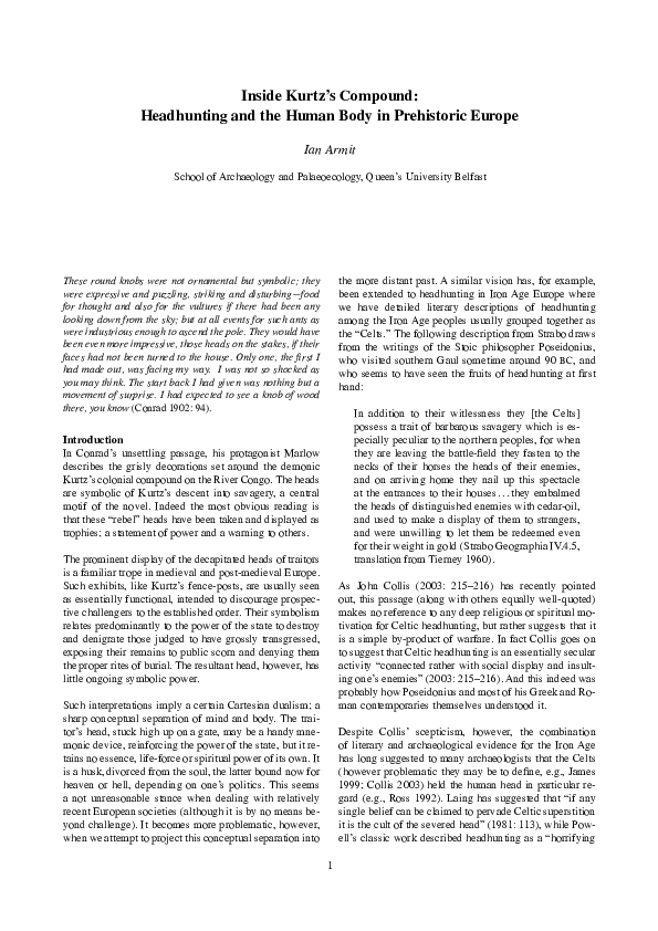 (PDF) Inside Kurtz’s compound: headhunting and the human body in ...