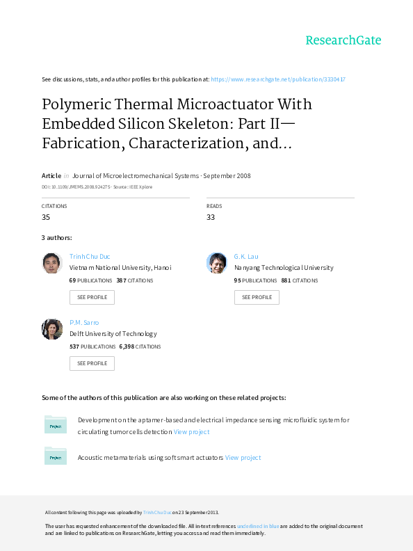 (PDF) Polymeric thermal microactuator with embedded silicon skeleton ...
