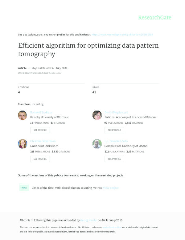 (PDF) Efficient algorithm for optimizing data-pattern tomography