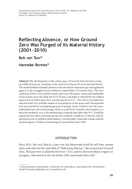 (PDF) Reflecting Absence, or How Ground Zero Was Purged of Its Material ...