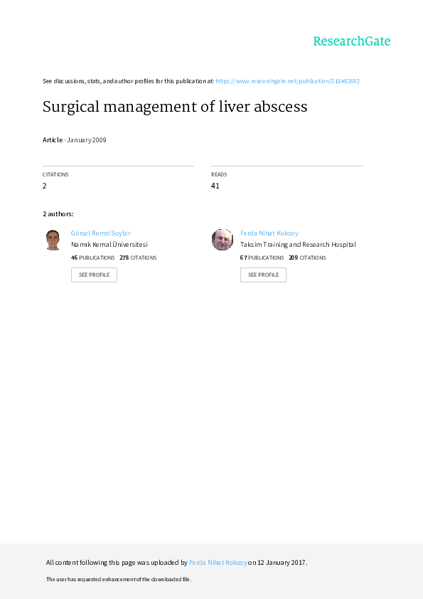 (PDF) Surgical management of liver abscess